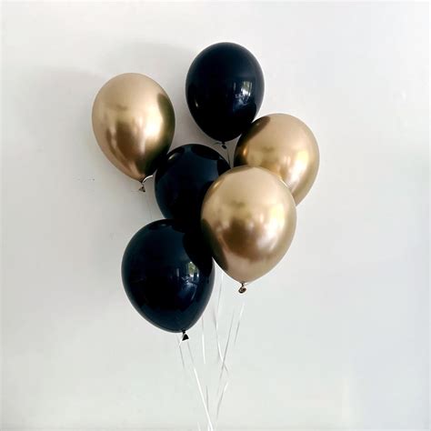 Black And Gold Party Balloons Etsy