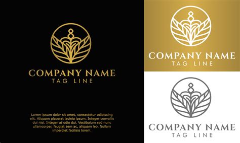 Tropical Plant Leaf Logo Emblem Flower In A Simple Circle Linear Art