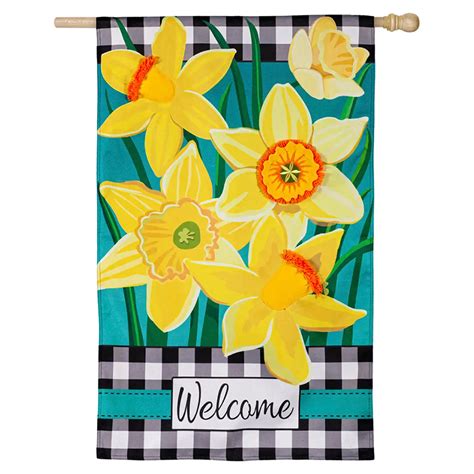 Evergreen Enterprises Daffodil Garden House Burlap Flag 28