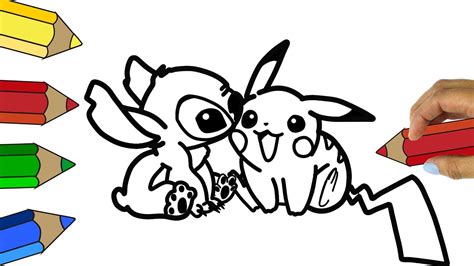 🟡🔵how To Draw Pikachu And Stitch Together Cómo Dibujar A Pikachu Y Stitch 🔵🟡 Pikachu Y Stitch