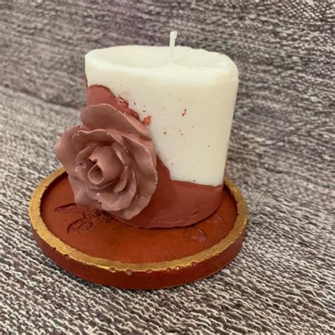Vela Base Concreto Tom Terroso Com Flor Elo7 Produtos Especiais
