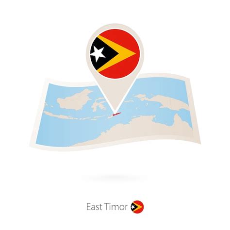 Premium Vector Folded Paper Map Of East Timor With Flag Pin Of East Timor