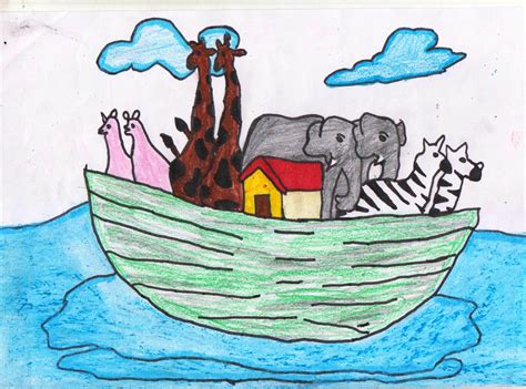 Noahs Ark Drawing With Color