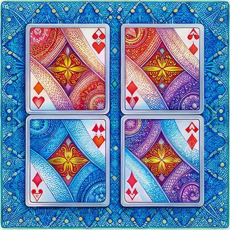 Playing Cards In A Blue And Red Pattern Premium Ai Generated Image