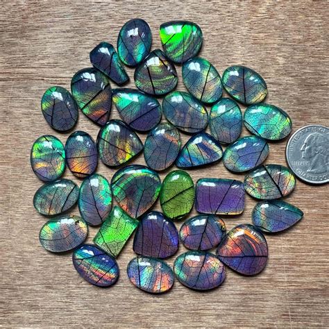Aurora Opal Leaf Cabochon Unique Aurora Opal Leaf Gemstone Multi Fire