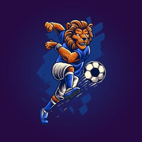 O Leão Jogando Futebol Ilustração Vetor Premium In 2024