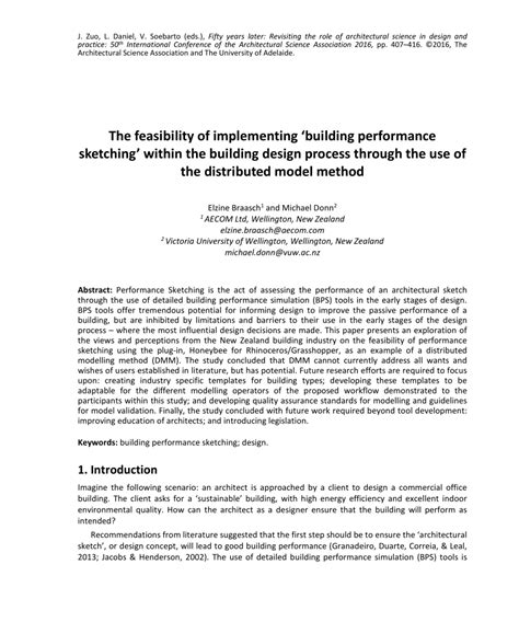Pdf The Feasibility Of Implementing Building Performance Sketching
