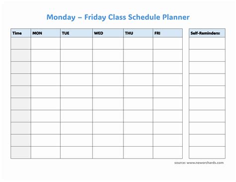 Free Class Schedule Planner Templates Pdf Word Excel