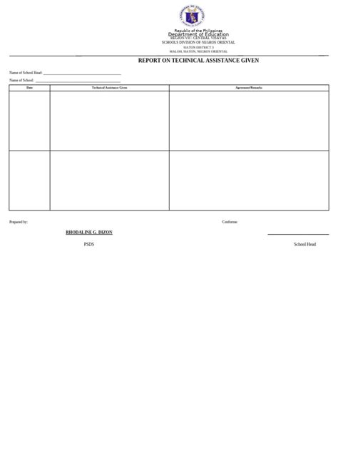 Technical Assistance Template Pdf
