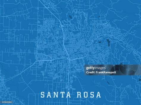 Santa Rosa Ca City Vector Road Map Blue Horizontal High Res Vector