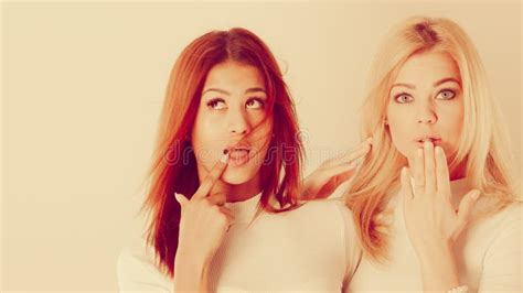 Two Ladies In Awkward Moment Stock Image Image Of Awkward Shocked