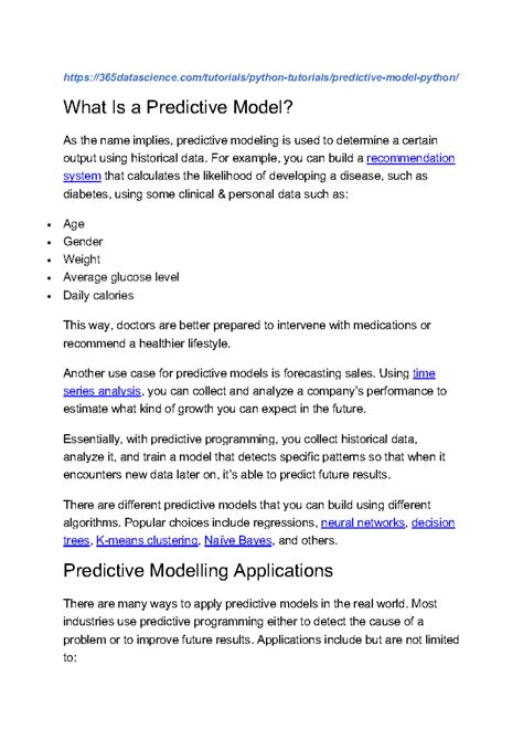 What Is A Predictive Model 365datasciencetutorialspython Tutorials