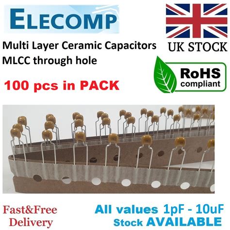 Multi Layer Ceramic Capacitors 1pf 10uf 50v 100pcs In Pack Free Pandp