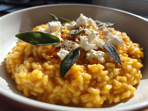 Creamy Pumpkin Risotto With Goat Cheese And Sage In 35 Min Hidden Recipes
