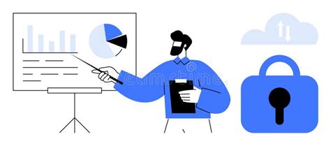 Business Presentation On Data Security And Cloud Computing Themes Stock Illustration