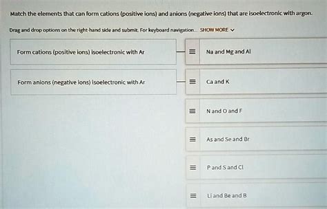 Solved Match The Elements That Can Form Cations Positive Ions And