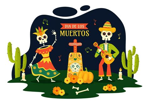 Dia De Los Muertos Vector Illustration With Day Of The Dead Play Music