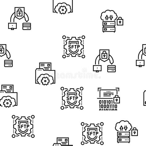 Ssh Sftp File Transfer Protocol Icons Set Vector Stock Vector
