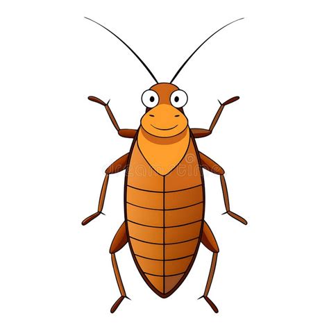 Cartoon Style Illustration Of A Cockroach Smiling On A Plain Background Stock Illustration
