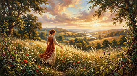 Free Golden Meadow Solitude Image Woman Meadow Sunset Download At