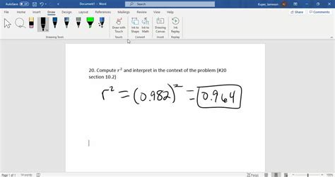 for the data in exercise 20 of section 10 2 the linear correlation