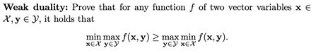 Solved Weak Duality Prove That For Any Function F Of Two
