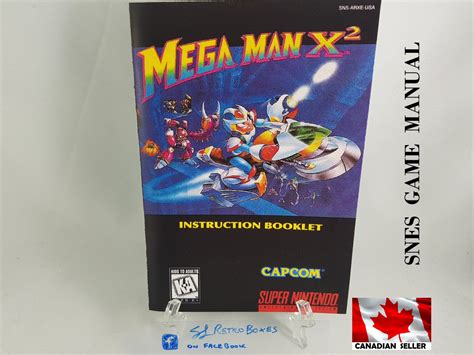 Manual Snes Mega Man X2 Super Nintendo Replacement Instruction