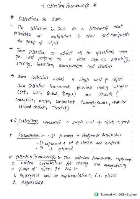 Java Collection Framework Hands Written Notes Your Comprehensive Guide