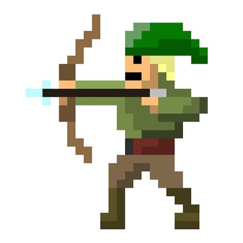 Premium Vector Archer Standing With His Bow Pixel Art Character Vector Illustration In 8 Bit