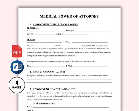 Printable Medical Power Of Attorney Form Medical Power Of Attorney