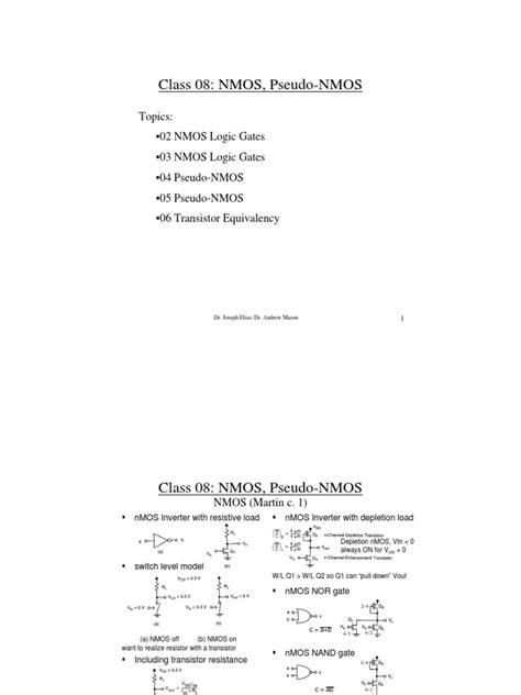 Class 08 Nmos Pseudo Nmos Pdf Electronic Design Electronics
