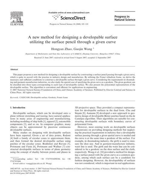 A New Method For Designing A Developable Surface