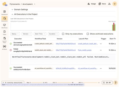 Viewing Workflow Executions Union Ai Docs