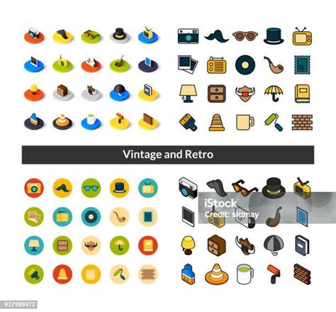 등각 투영 평면 및 Otline 색과 검은색 버전 다른 스타일아이콘 집합 서랍에 대한 스톡 벡터 아트 및 기타 이미지 서랍 3차원 형태 개체 그룹 Istock