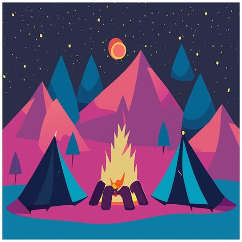Campfire Tents Vector Premium Ai Generated Vector