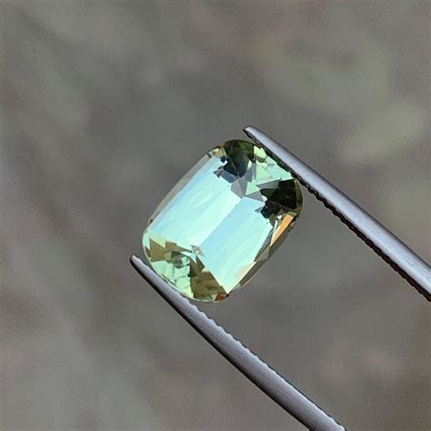Pale Green Natural Tourmaline Gemstone 535 Ct Step Cushion Cut For