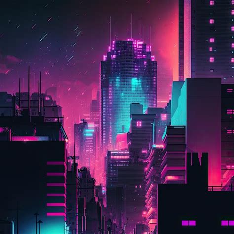 Premium Photo Digital Urban Concept Futuristic Cityscape With Neons