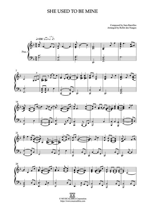 Piano Solo Sheet Music She Used To Be Mine Musicalibra