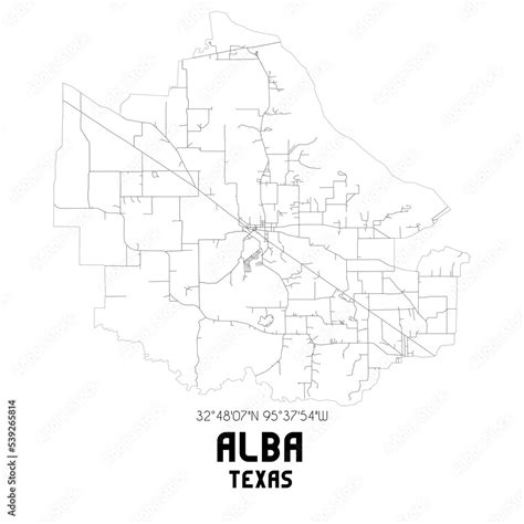 Alba Texas Us Street Map With Black And White Lines Stock