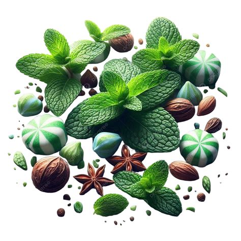 Natural Mint Candy With Real Leaves Natural Mint Candy Real Mint Leaves Minty Sweets Png