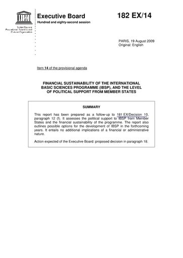 Financial Sustainability Of The International Basic Sciences Programme Ibsp And The Level Of