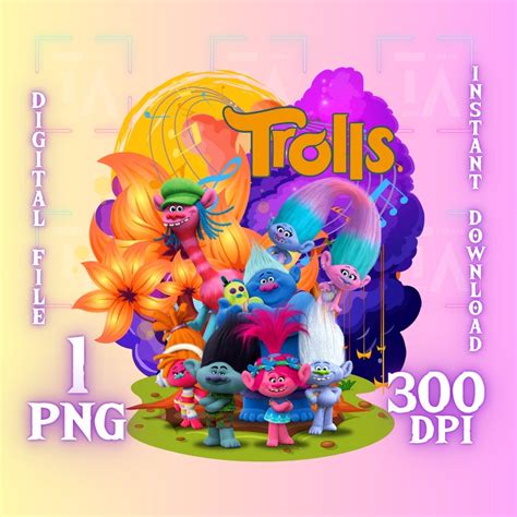 Trolls Movie Png Queen Poppy Digital Wall Art Printable Sticker Design