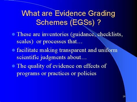 Evidence Based Policy Evidence Grading Schemes And Entities