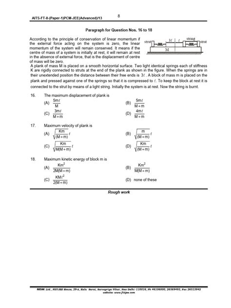 Fiitjee Aits 2013 2023 Compress 1 Export Pdf Force Mass
