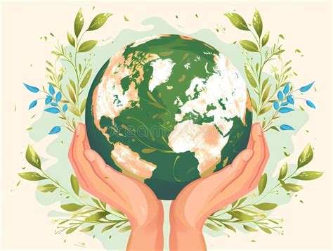 Hands Holding Planet Earth Earth Day Design Stock Illustration
