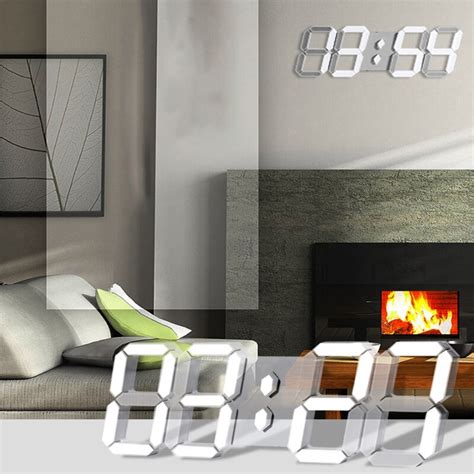 3d Led Digital Wall Clock With Extra Large Numbers Grandado