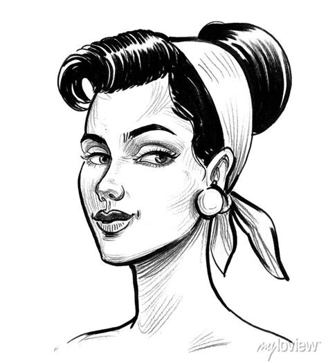 Pin Up Girl Face Drawing