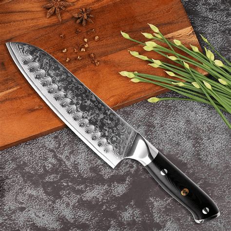 Akarui あかるい Japanese Santoku Chef Knife With Ebony Handle Sakuto Knives