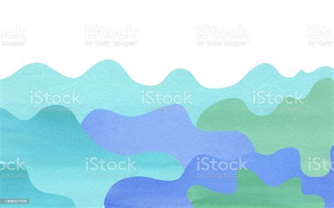 Watercolor Wavy Hills Silhouette Stock Illustration Download Image