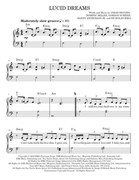 Play Official Version Of Lucid Dreams Sheet Music By Juice Wrld For